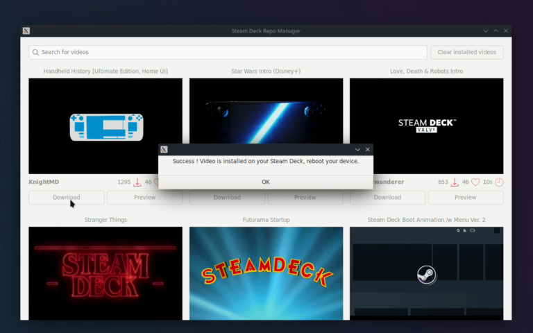 Steam Deck Repo Manager - A Boot Video GUI - Steam Deck HQ