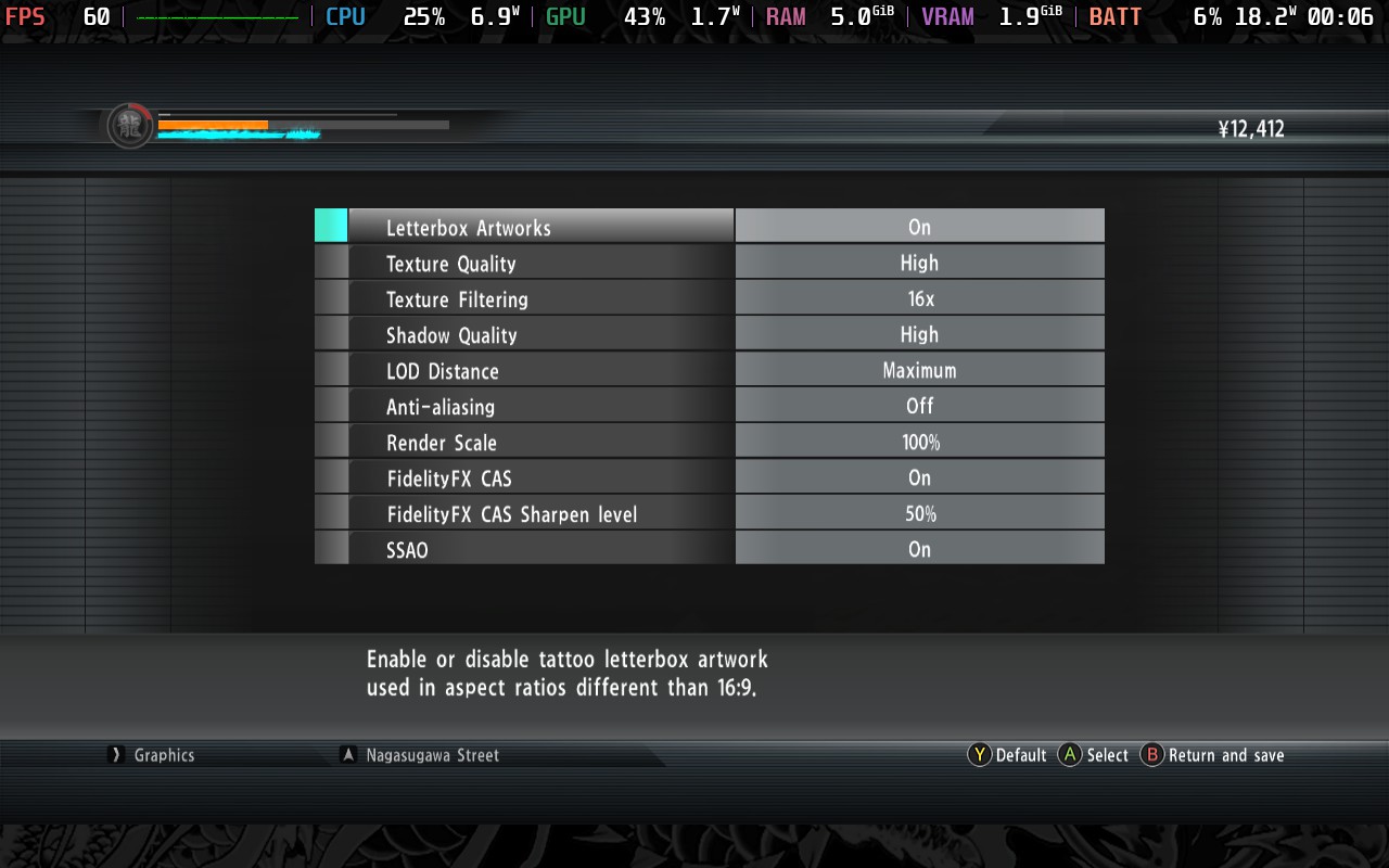 Yakuza 5 Remastered - Steam Deck Performance/Settings