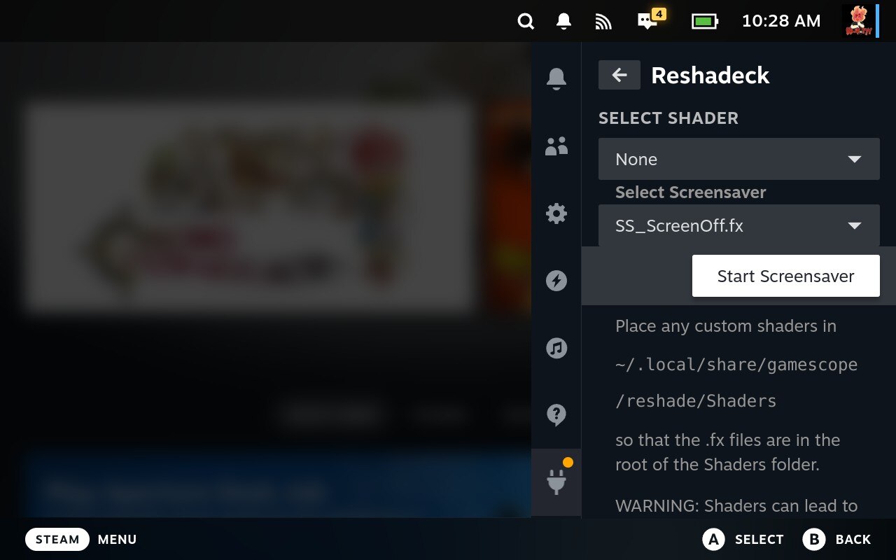 Reshadeck Plugin Testing Screensaver Feature That Makes Turning Off ...